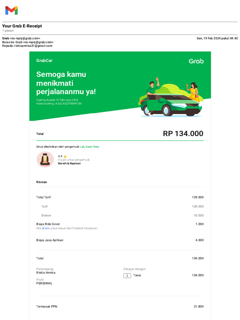 Gmail - Your Grab E-Receipt | PDF