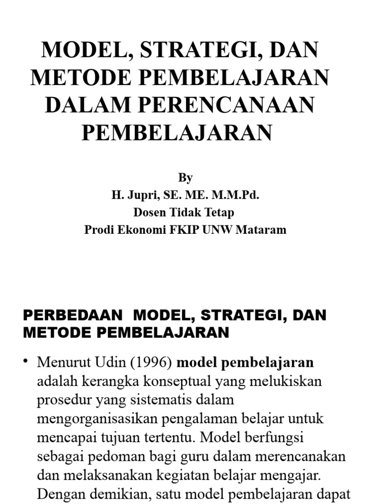 Model, Strategi, Dan Metode Pembelajaran Dalam | PDF