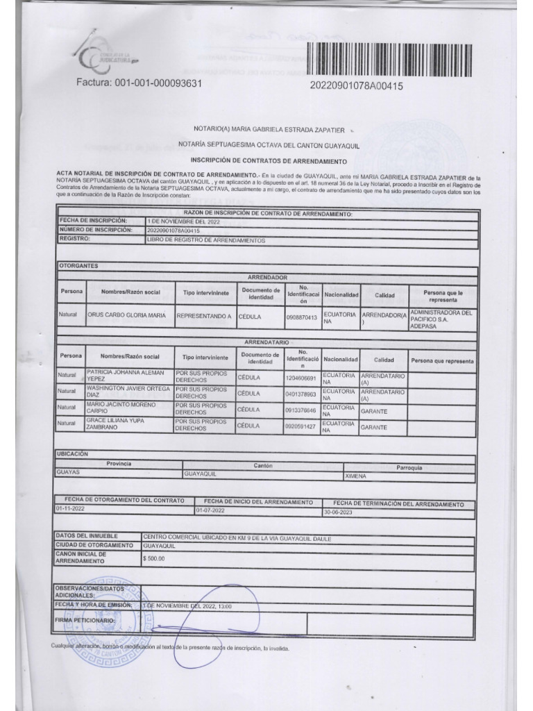 Contrato Notarizado Via Daule | PDF