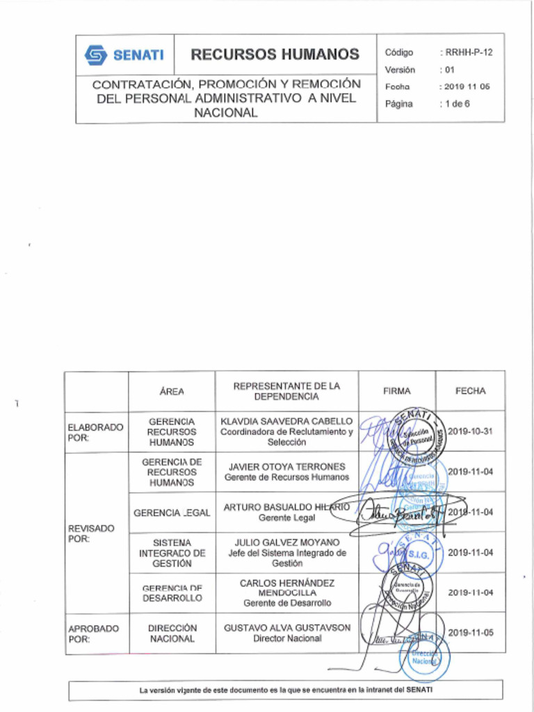 Procedimiento Rrhh-p-12 Contratacion Promocion y Remoc | PDF