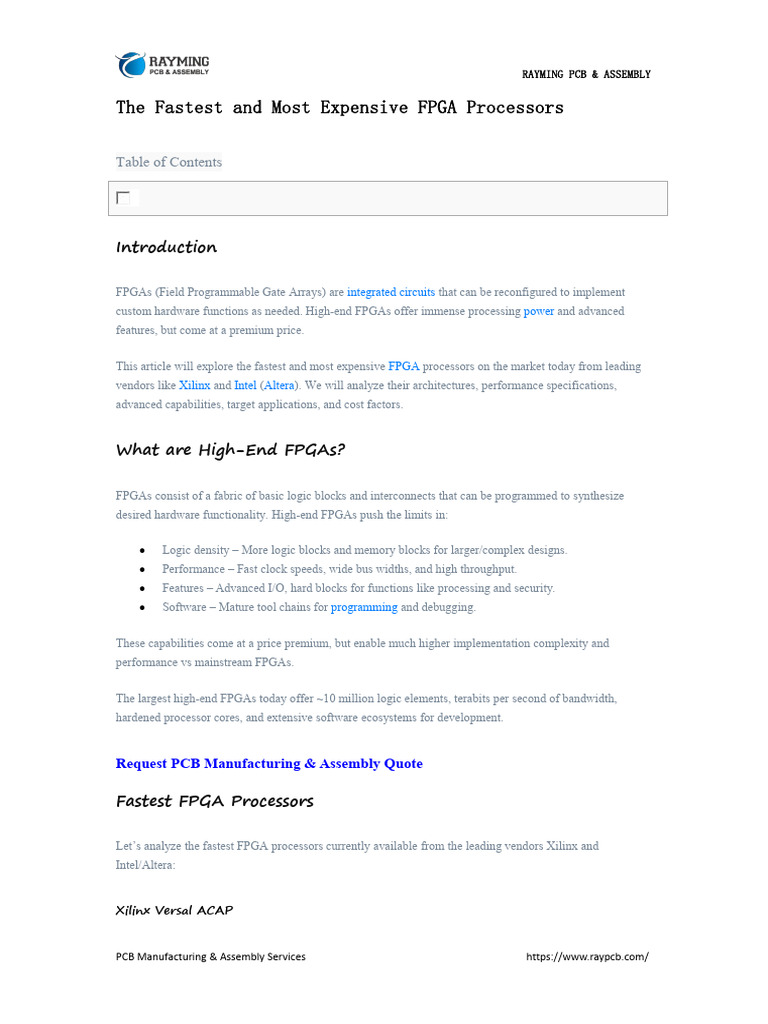 The Fastest and Most Expensive FPGA Processors | PDF | Field ...