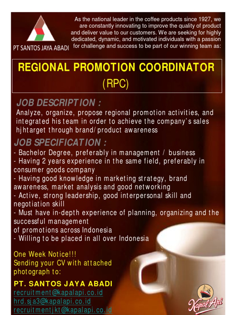 Regional Promotion Coordinator: Job Description | PDF | Leadership ...