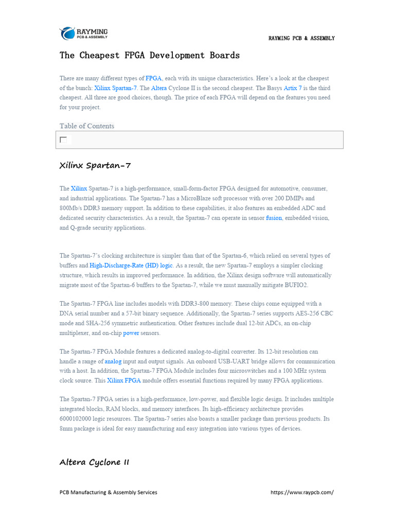 The Cheapest FPGA Development Boards | PDF | Field Programmable Gate Array | Electronic Engineering