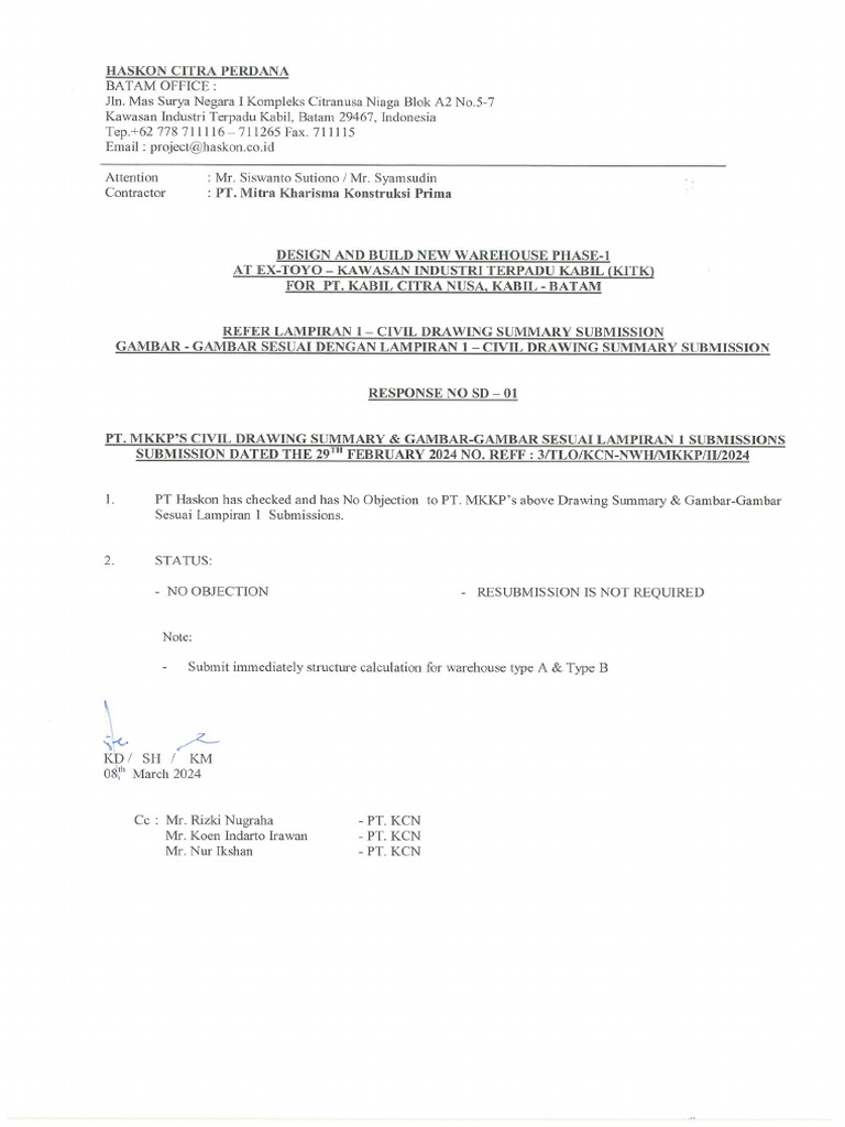 KCN-NWH - Response SD 01 | PDF