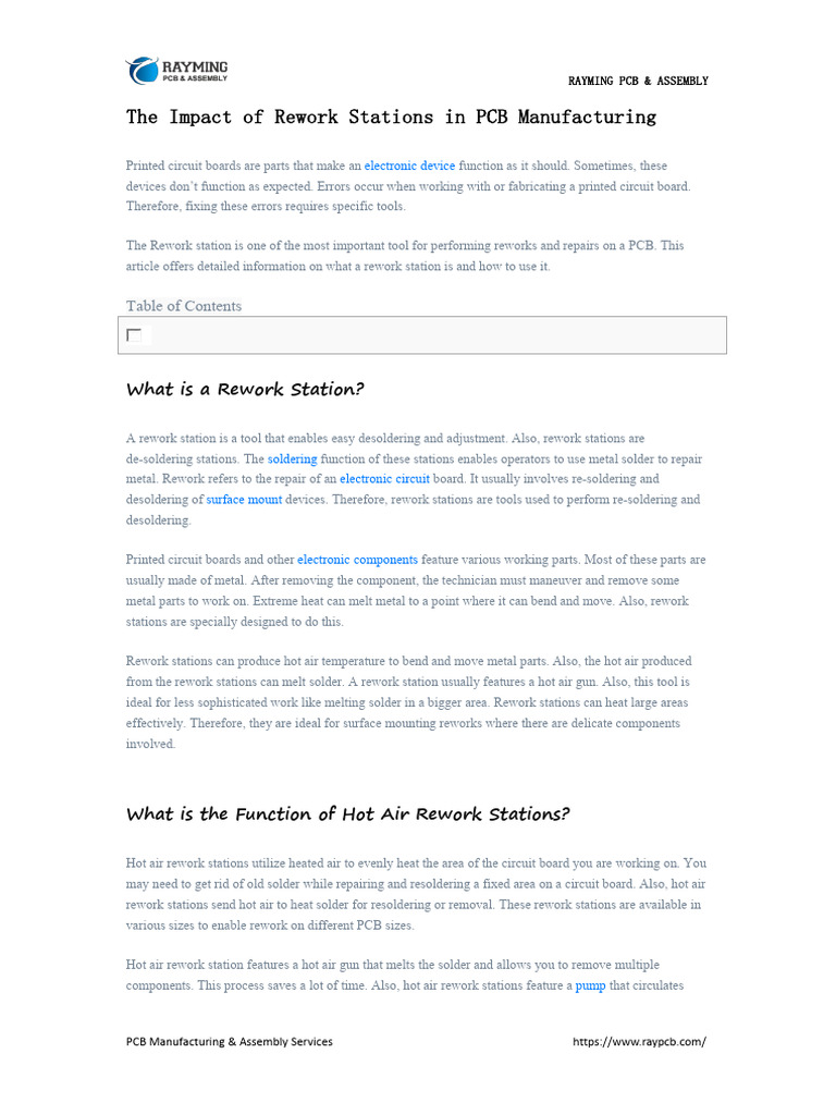 The Impact of Rework Stations in PCB Manufacturing | PDF | Soldering ...