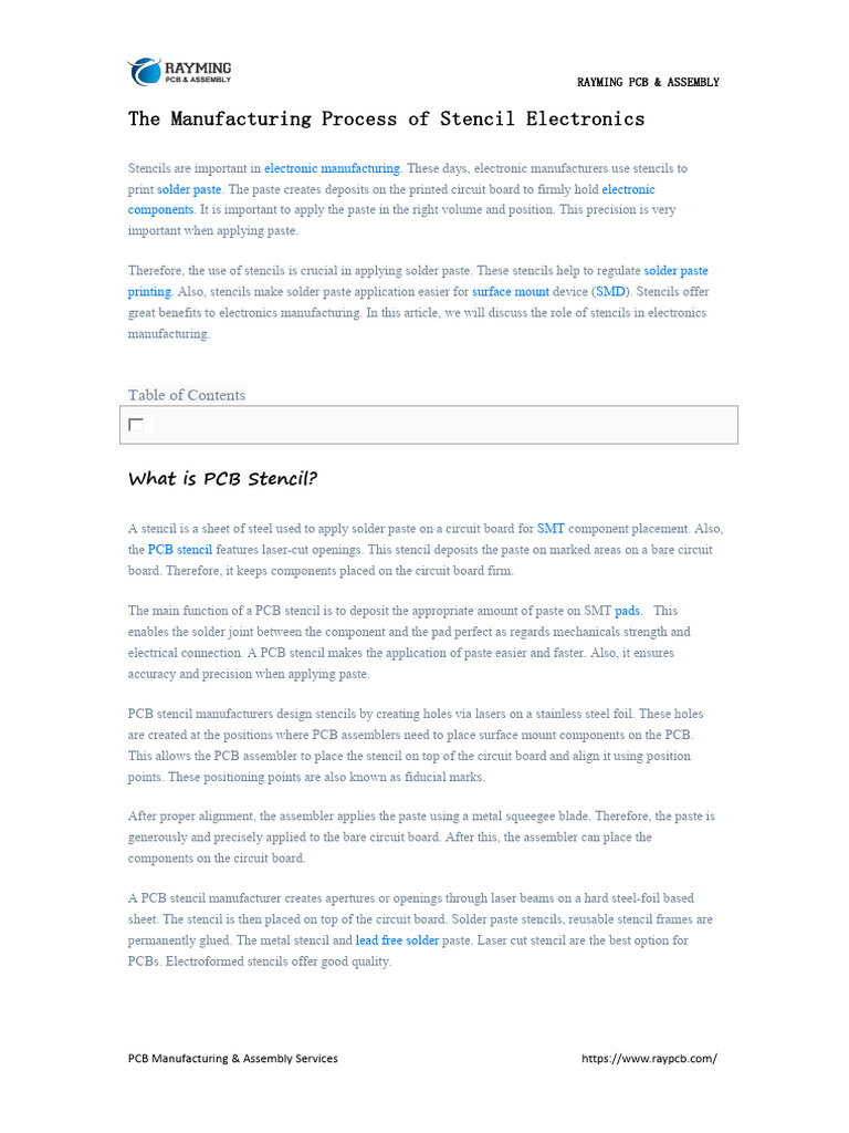 The Manufacturing Process of Stencil Electronics | PDF | Printed Circuit Board | Soldering