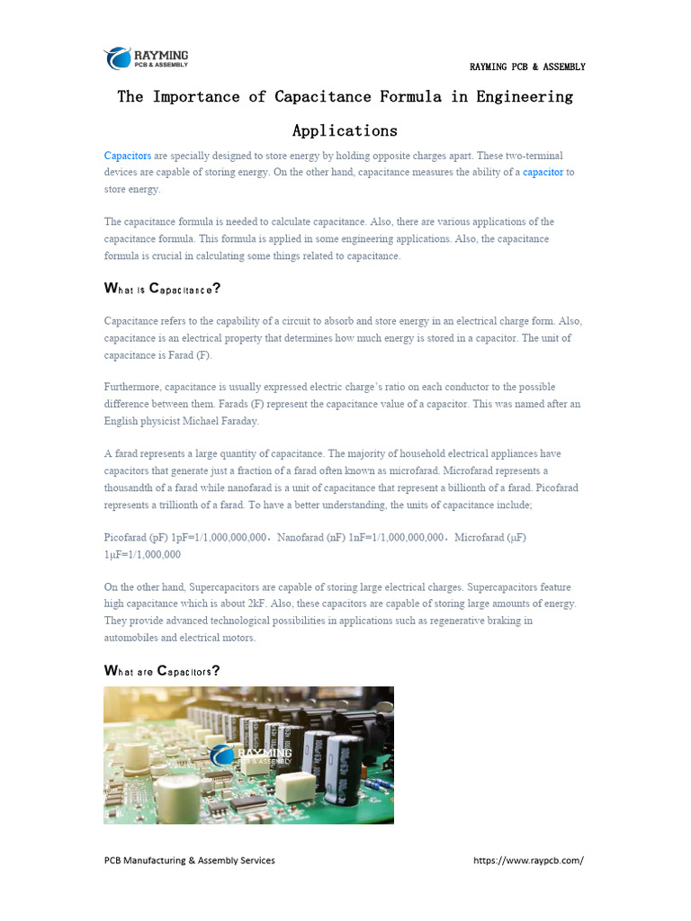 The Importance of Capacitance Formula in Engineering Applications | PDF ...