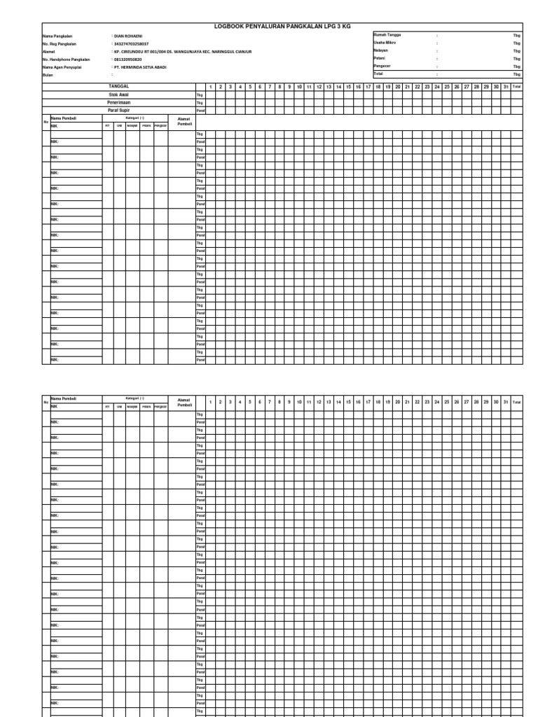 Form Logbook Baru Dian Rohaeni | PDF