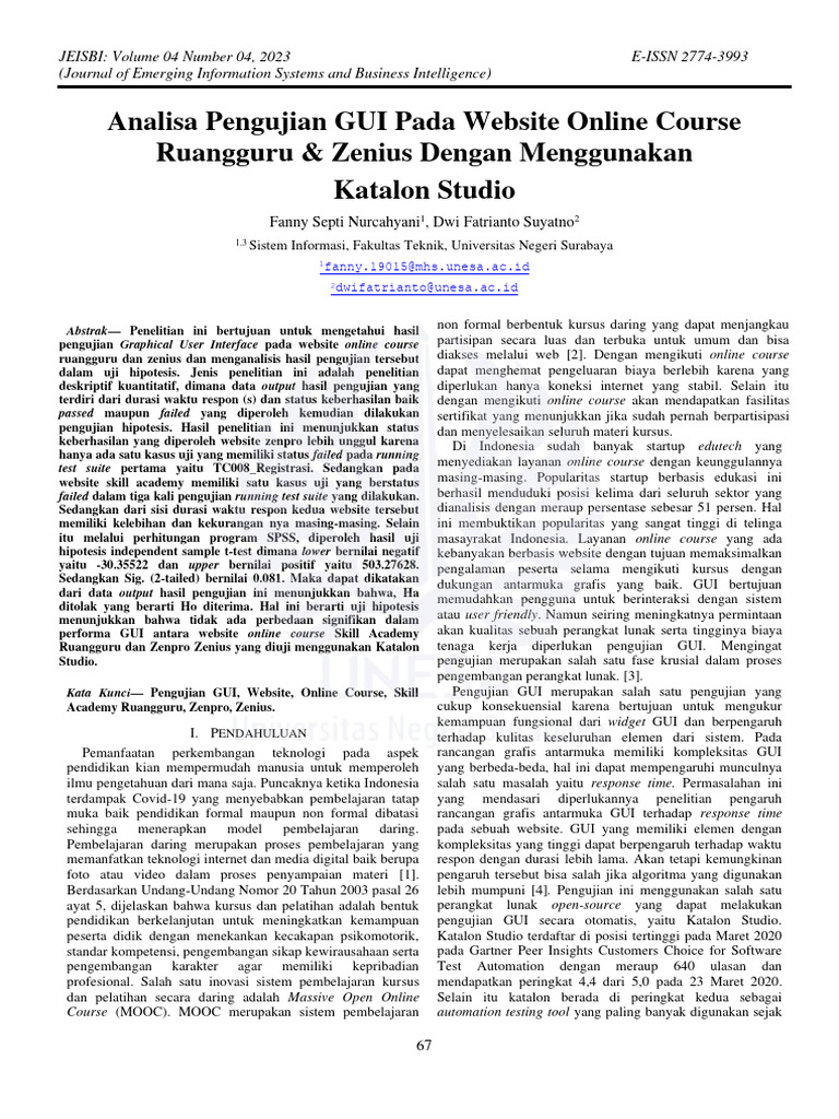 Testing UI Ruang Guru Dan Zenuis Dengan Katalon | PDF