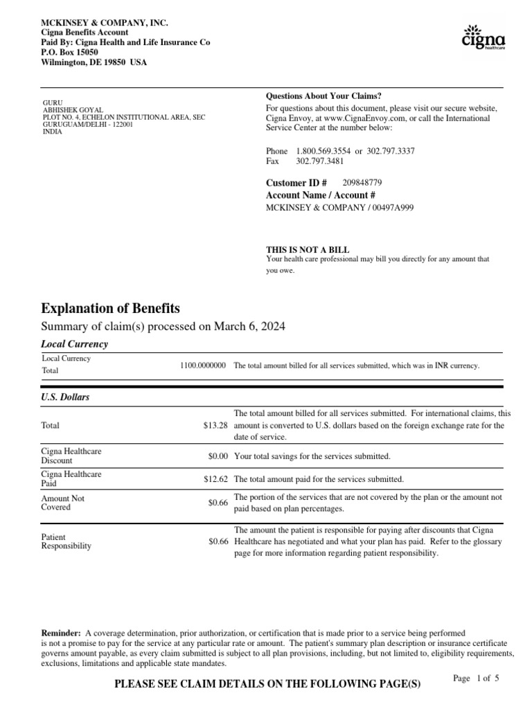 Explanation of Benefits | PDF