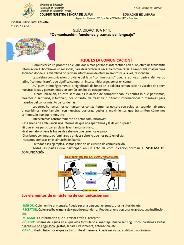 Gu-A Did-Ctica N - 1 - 1 - A-O 2024 - Comunicaci-N - Funci-N y Trama | PDF | Comunicación | Poesía