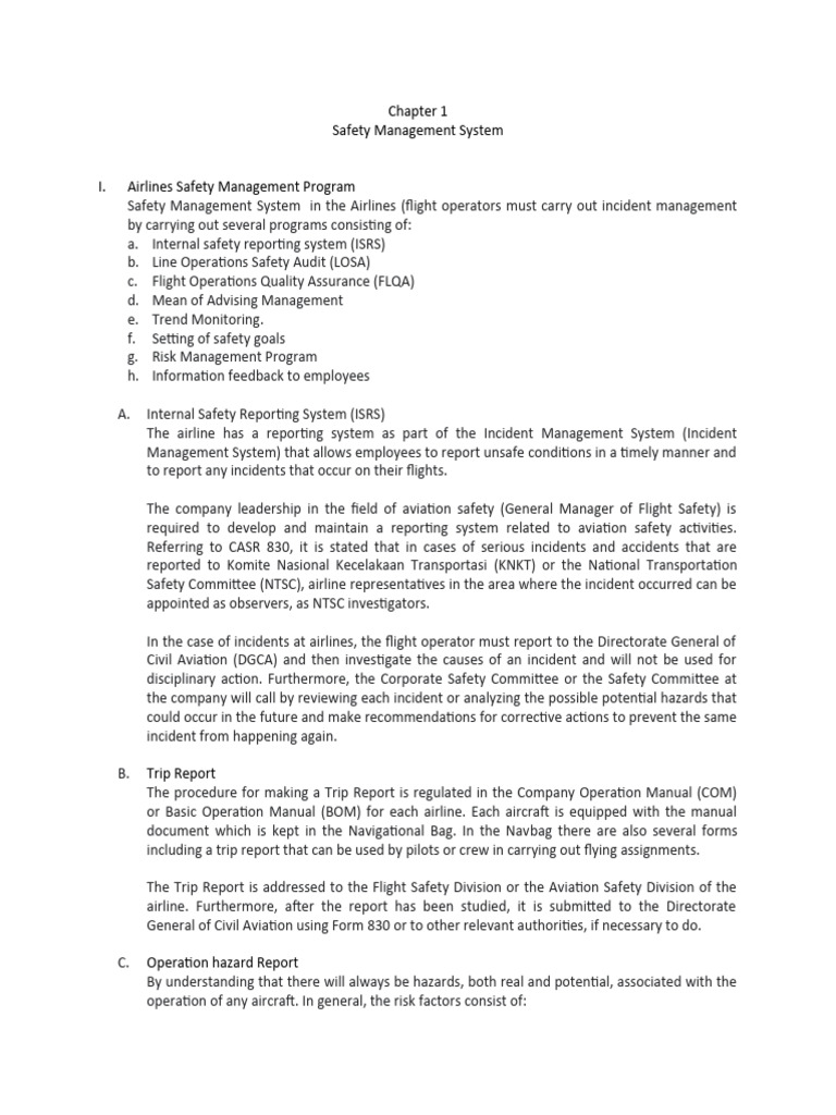 Airline Safety Management Overview | PDF | Aviation Safety | Risk ...