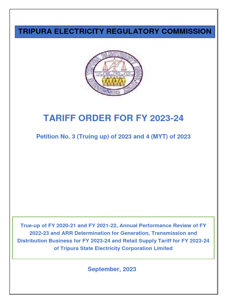 Tariff Order 2023-24 | PDF | Depreciation | Expense