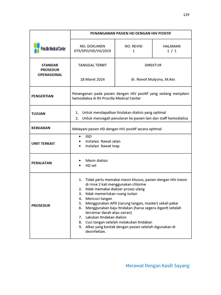 075 Spo Penanganan Pasien HD Dengan Hiv Positif | PDF