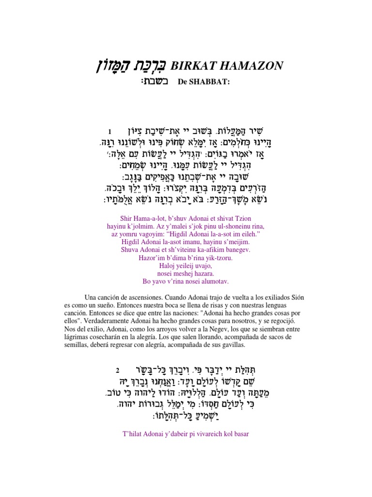 Birkat Hamazon: Oración y Significado | PDF | Monoteísmo | Deidades