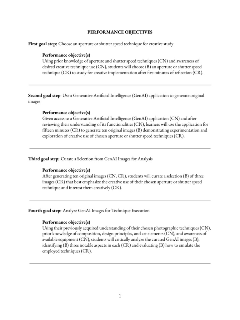 Karesha Brown Objectives-Strategies-Assessments 2 | PDF | Shutter Speed ...