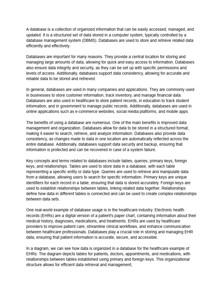 Ict Essay | PDF | Databases | Electronic Health Record