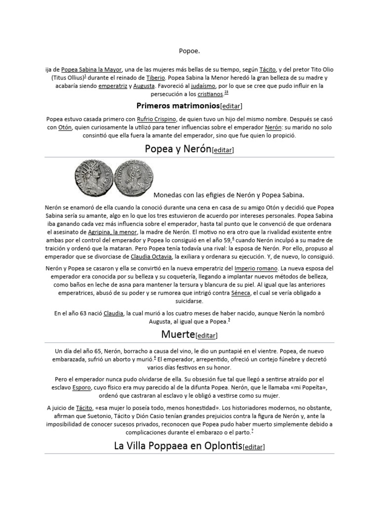 Popea y Nerón: Primeros Matrimonios | PDF