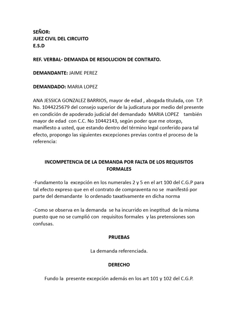 Excepciones Previas | PDF