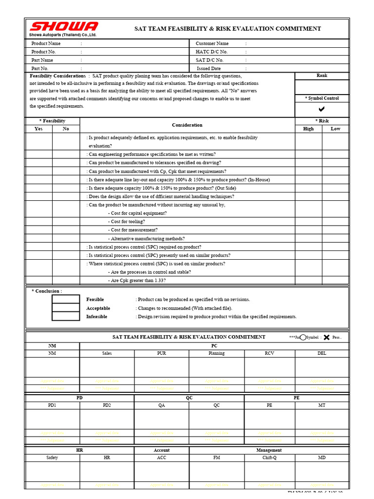 FM-NM-028 SAT Feasibility Commitment | Download Free PDF | Production ...
