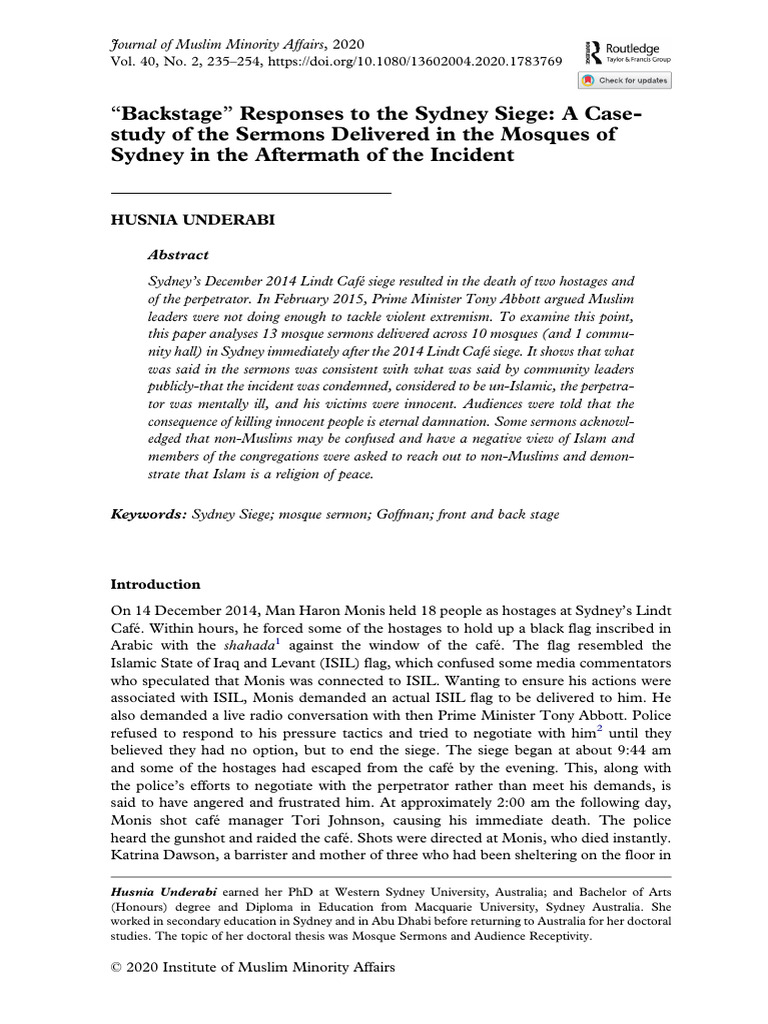 Sydney Siege | PDF | Mosque | Hadith