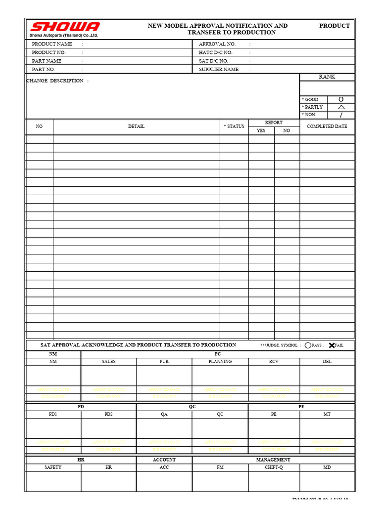FM-NM-027 NM Approval Cover Sheet | PDF