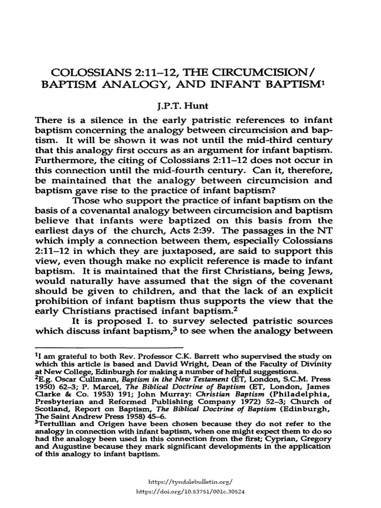 Colossians 2-11-12 The Circumcision Baptism Analogy and Infant Baptism ...