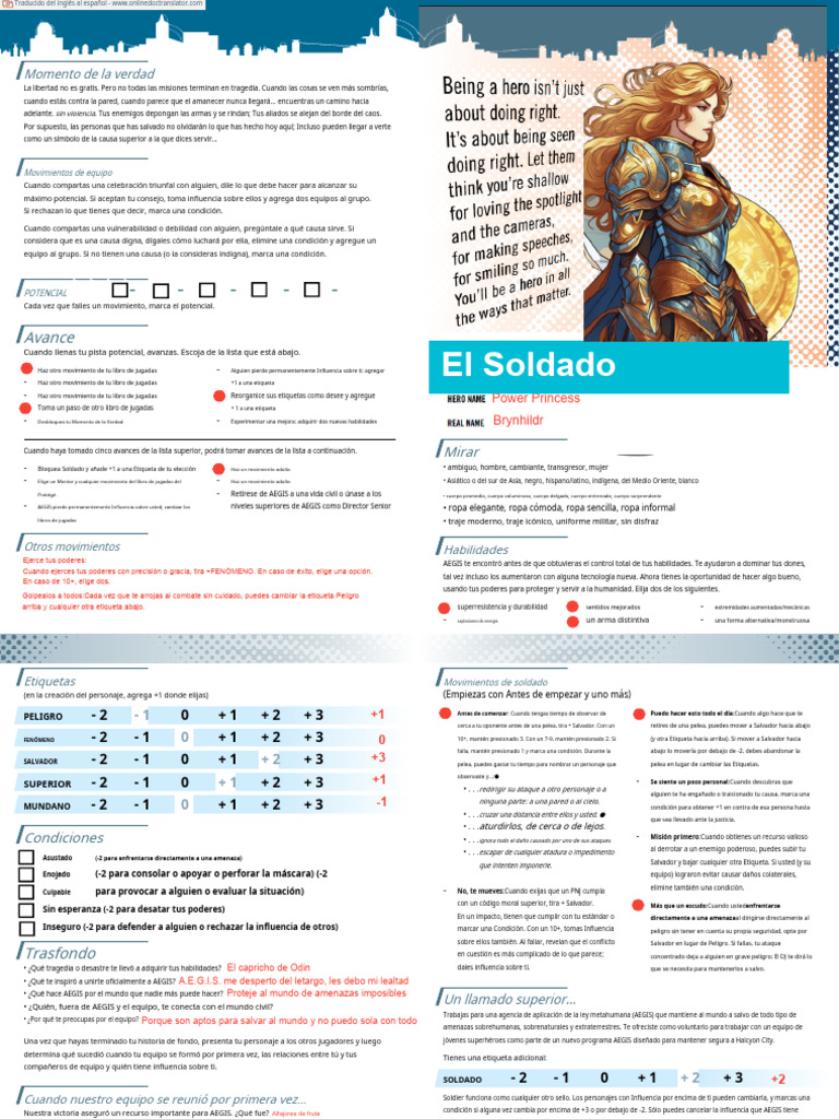 MASKS - A.E.G.I.S. Playbooks The Soldier - En.es | PDF