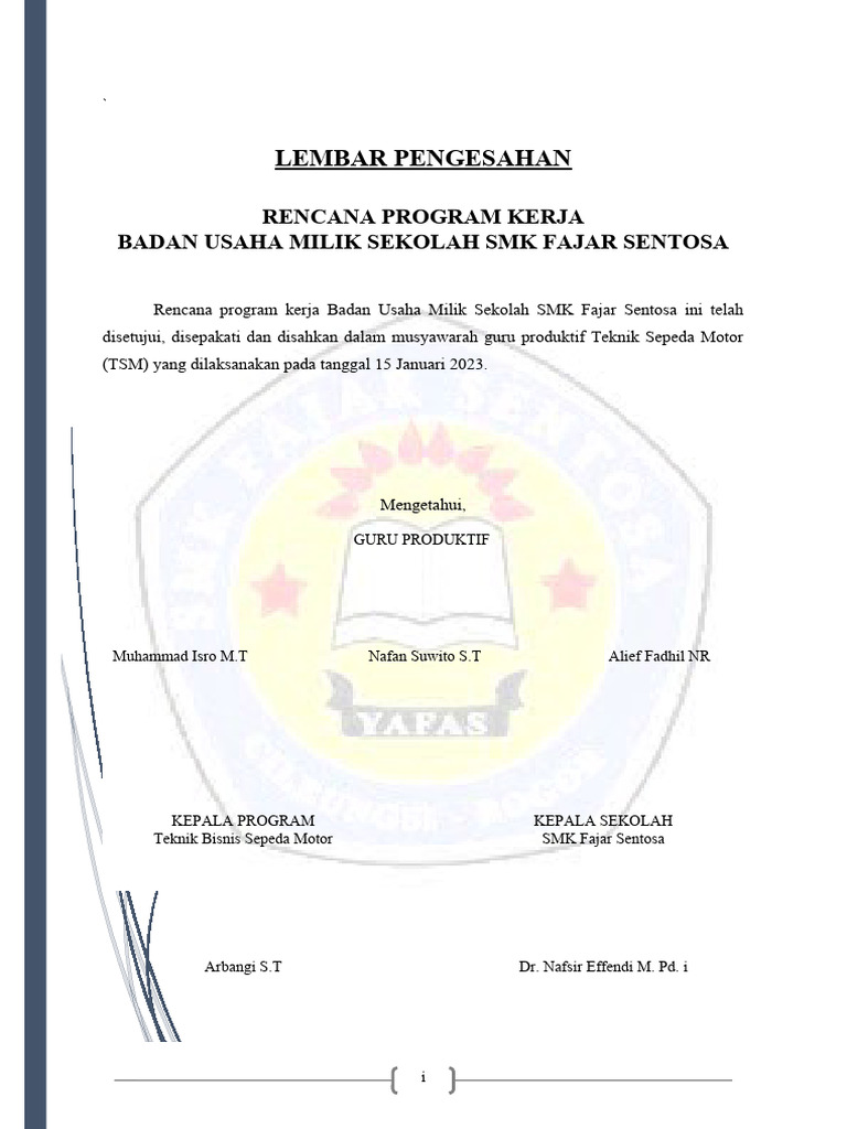 Rencana Program Unit Usaha TSM | PDF