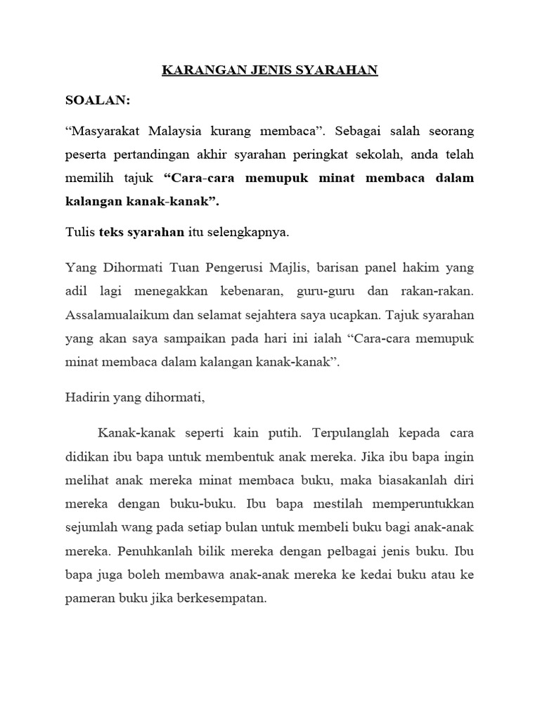 Karangan Jenis Syarahan | PDF
