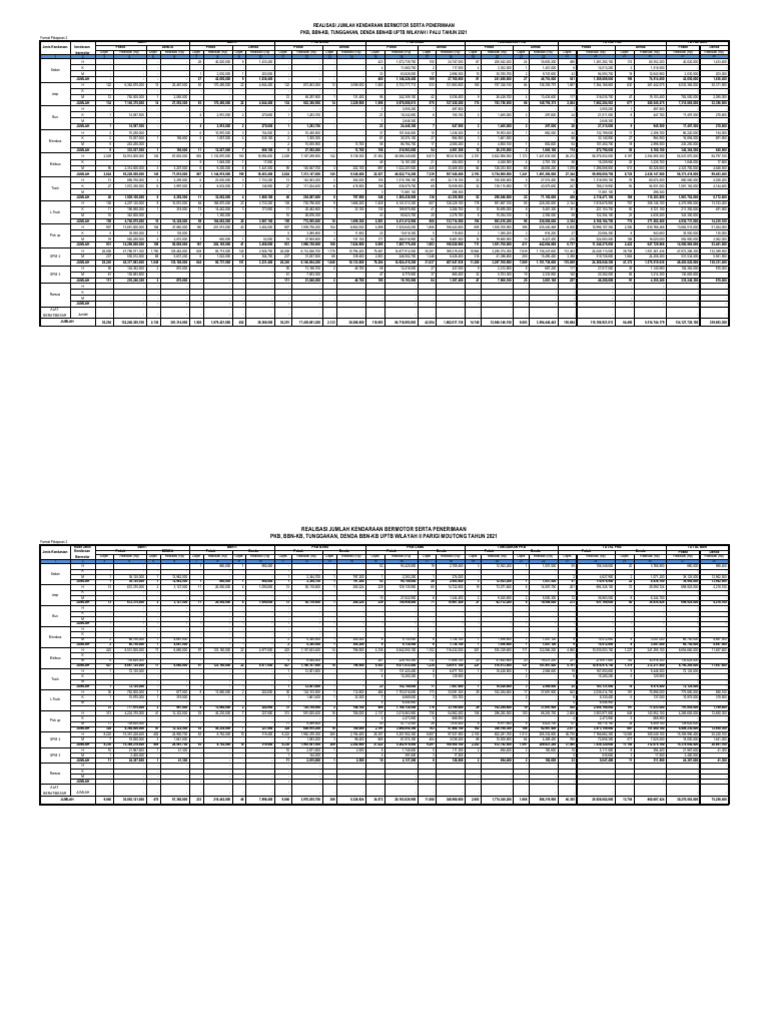 Realisasi PKB & BBNKB Sulteng Tahun 2021 & 2022 | PDF