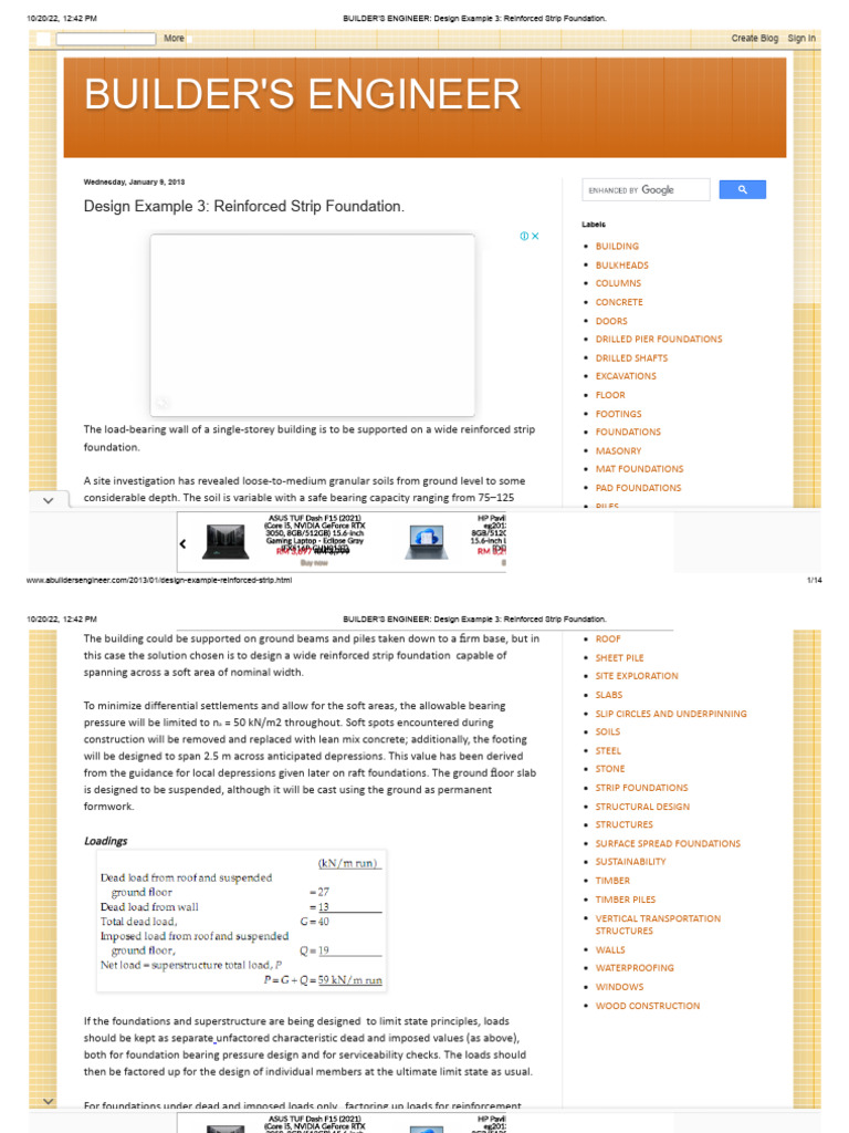 Reinforced Strip Foundation Design | PDF | Foundation (Engineering ...
