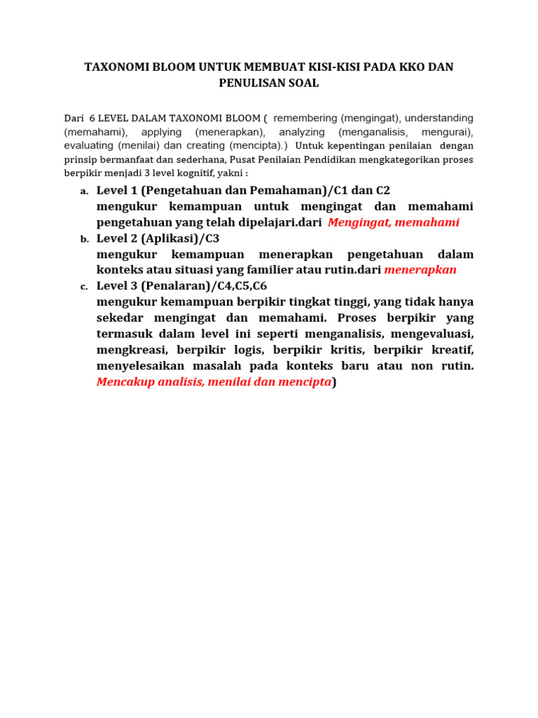 5.taxonomi Bloom Contoh Kko | PDF | Seni & Disiplin Bahasa