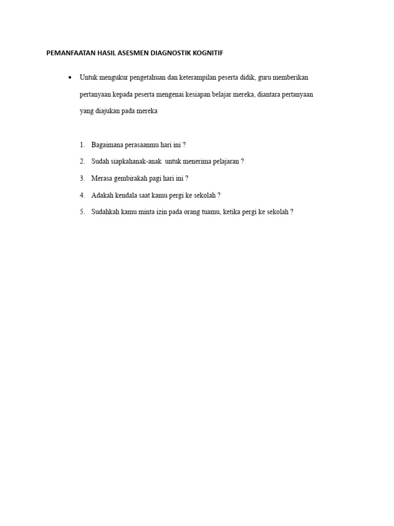 Pemanfaatan Asesmen Diagnostik SD | PDF