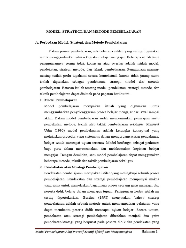 Macam Macam Model Pembelajaran | PDF