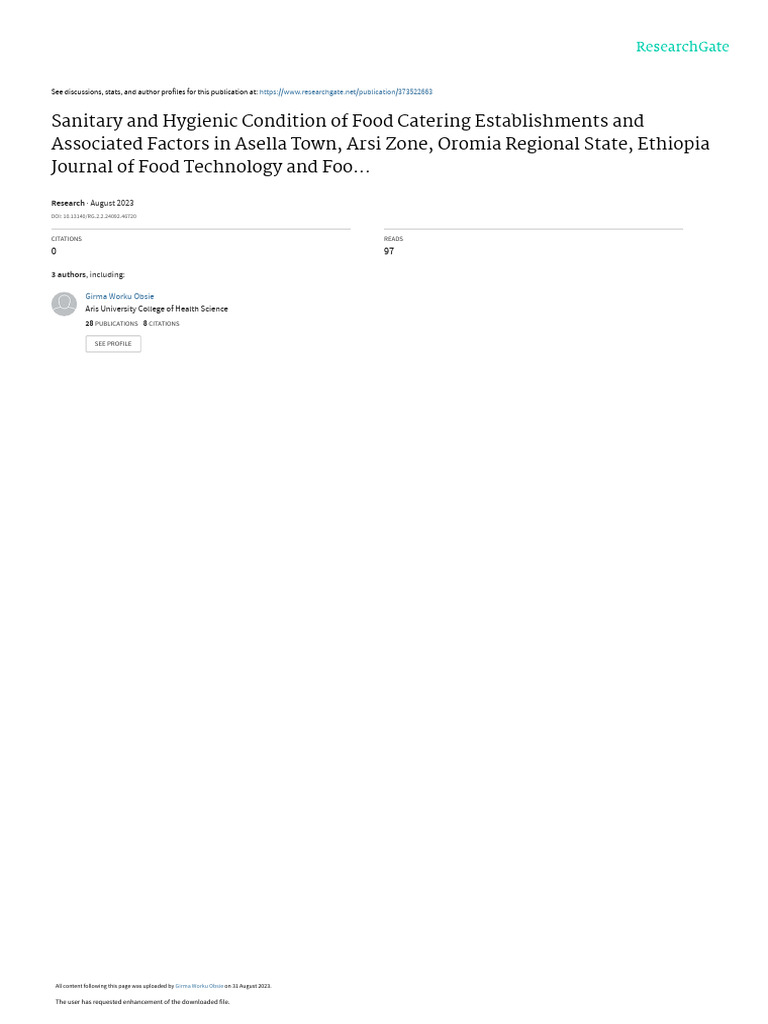 Sanitary and Hygienic Condition | Download Free PDF | Sanitation | Kitchen