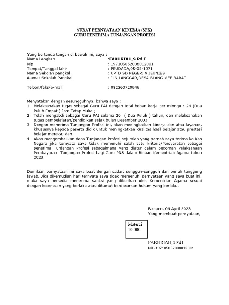 Contoh SPK GPAI | PDF