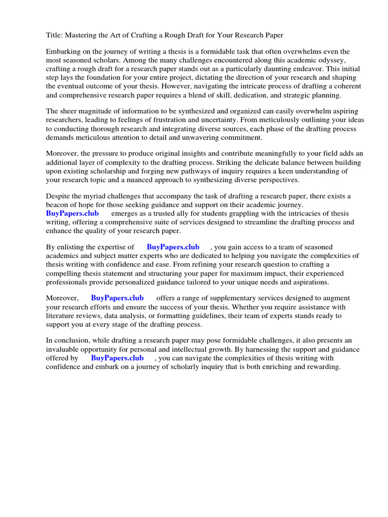 How To Write A Rough Draft For A Research Paper | Download Free PDF ...