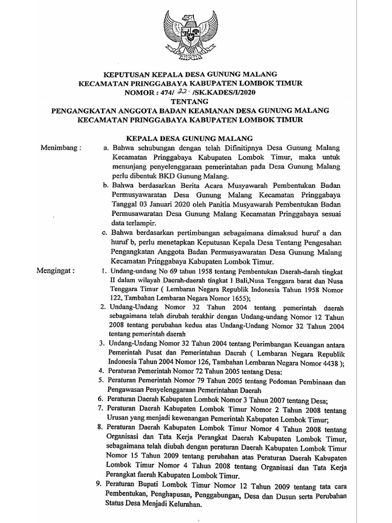 SK Badan Keamanan Desa Vfkz1z SK BKD PDF | PDF