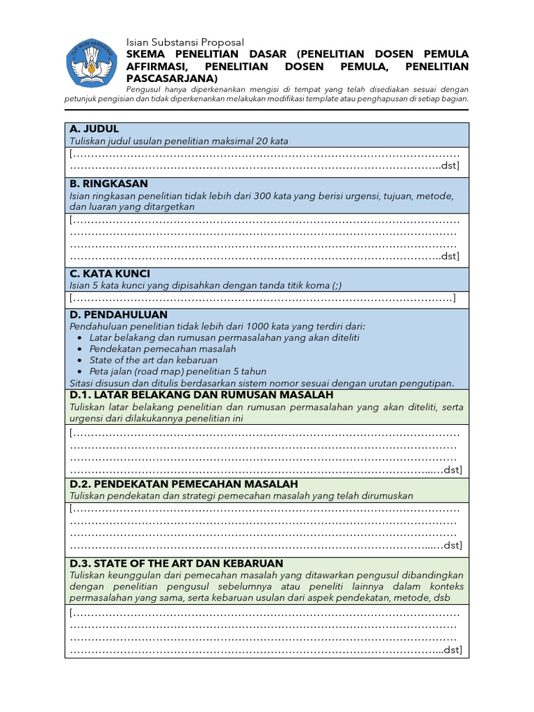 Isian Substansi Proposal Penelitian Dasar (PDP Affirmasi PDP PPS) E70b447e | PDF | Komputer