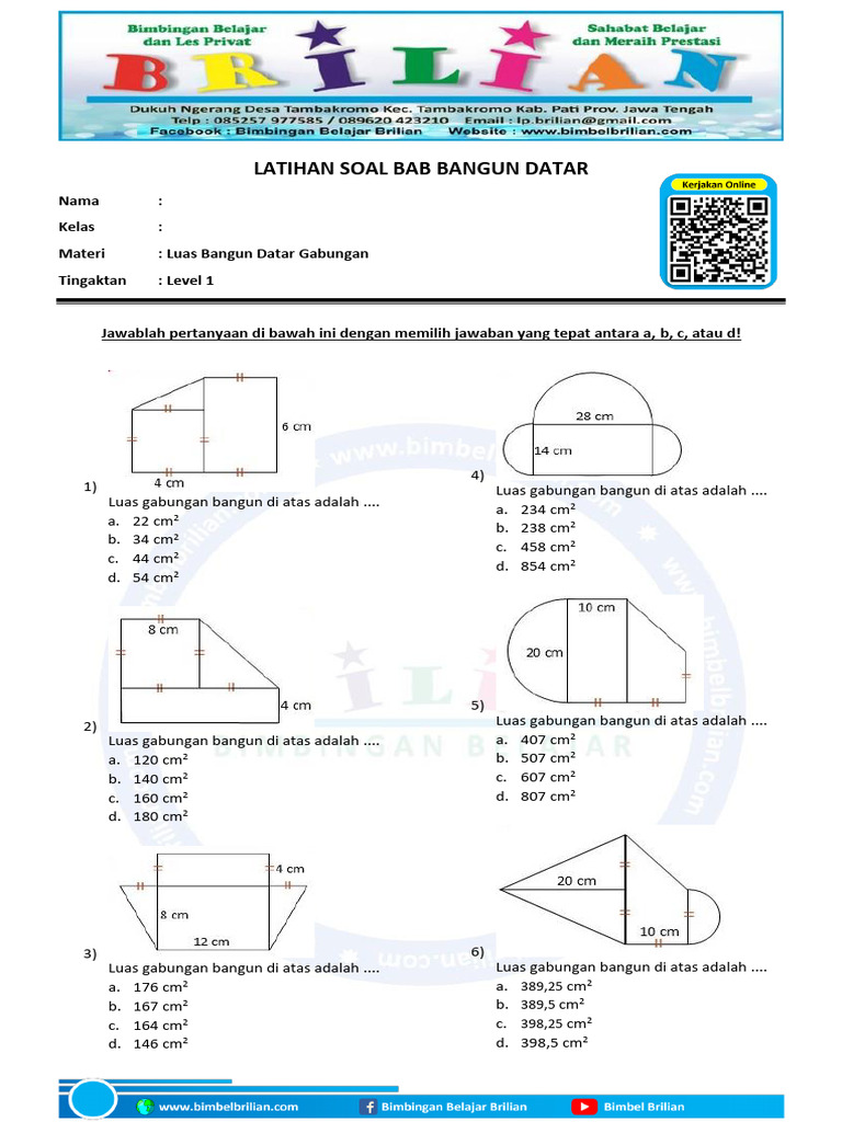 Soal Baru Bangun Datar Gabungan Level 1 | PDF | Metode & Bahan Ajar | Komputer