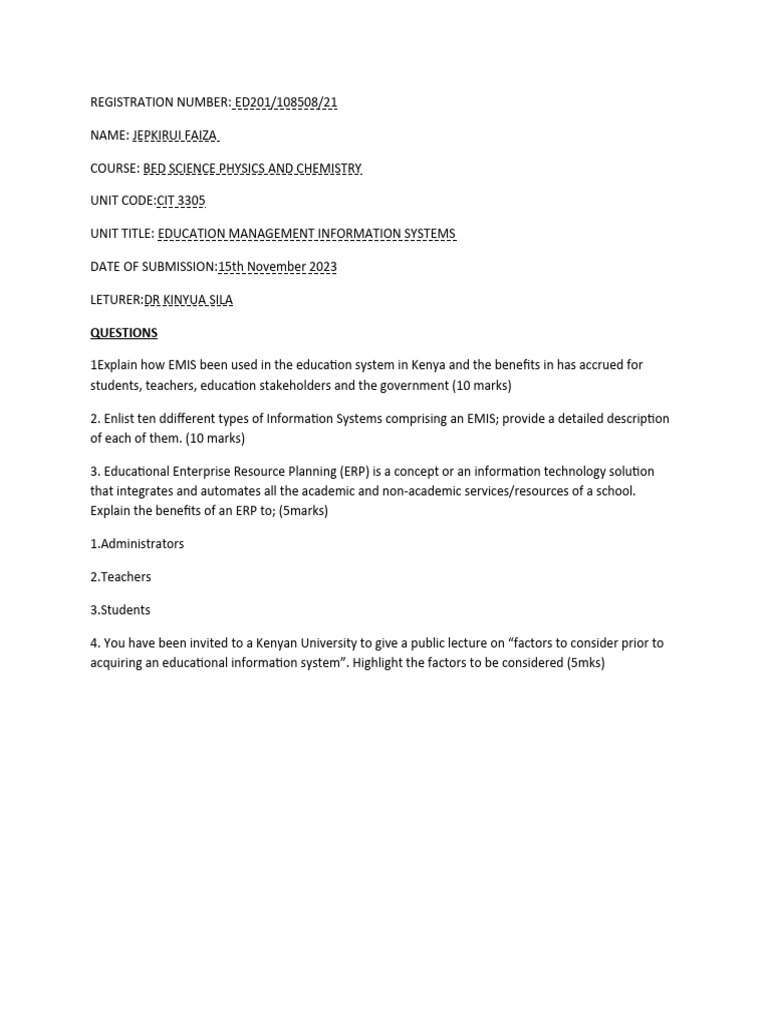 EMIS Benefits and Systems in Kenya | PDF | Information System ...