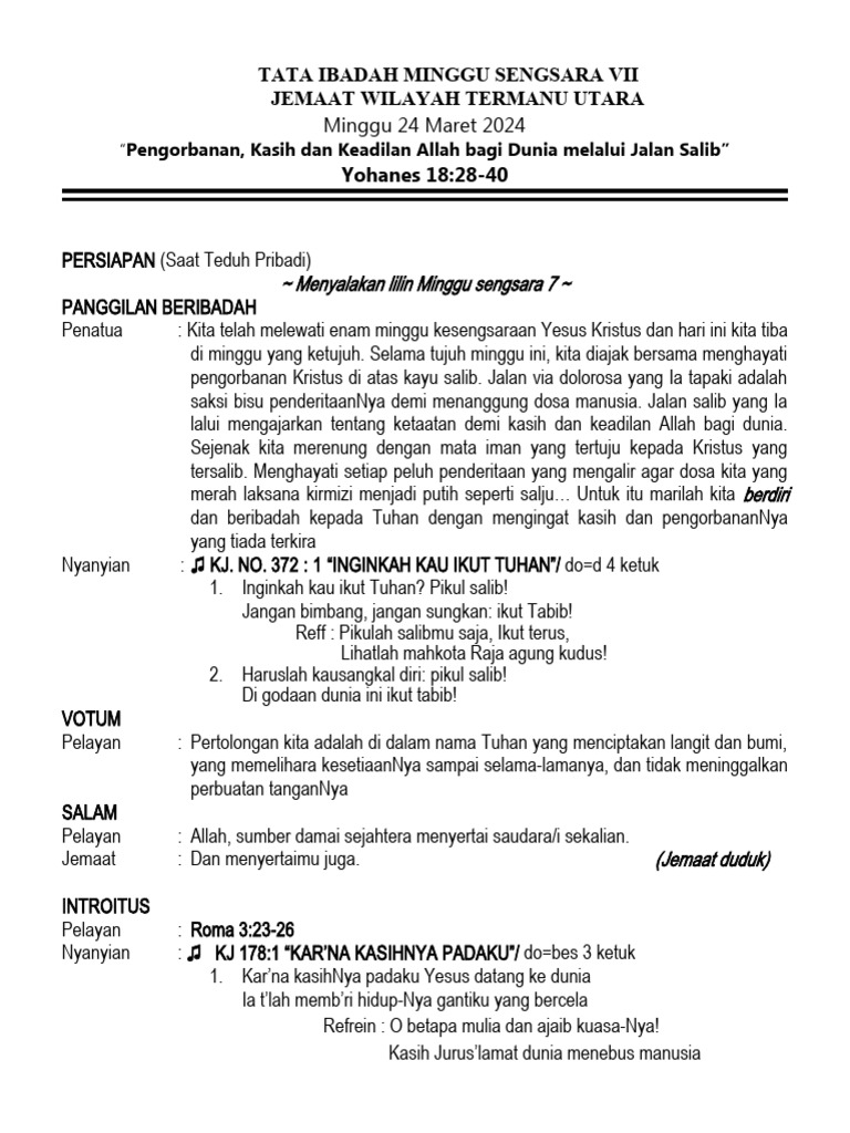 Liturgi Minggu Sengsara 7 Feapopi | PDF