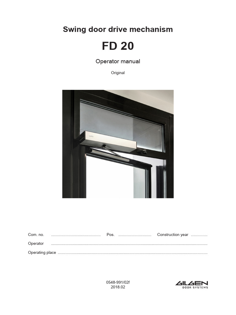 FD20 - Operator Manual | PDF | Door | Menu (Computing)