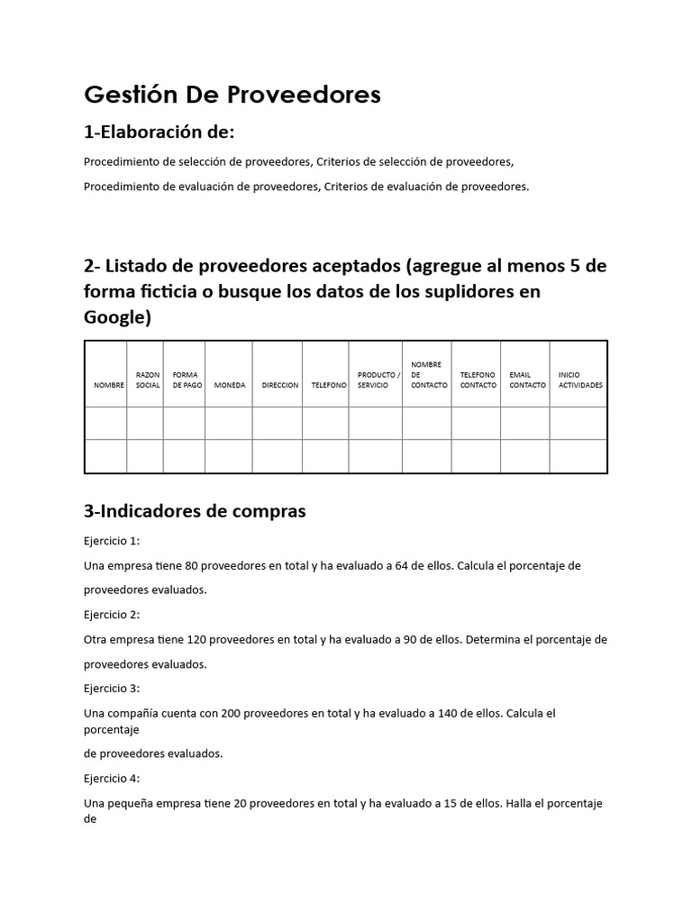 004a Tarea 004 Gestión de Proveedores | PDF