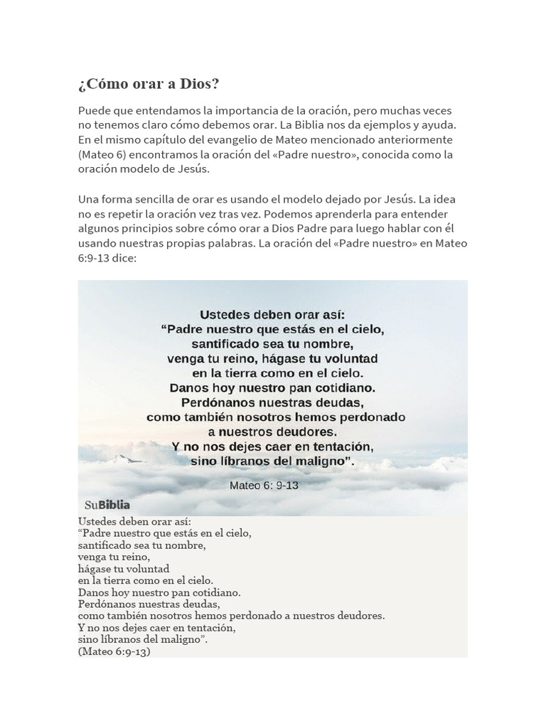 Cómo Orar A Dios | PDF | orador del Señor | Oración