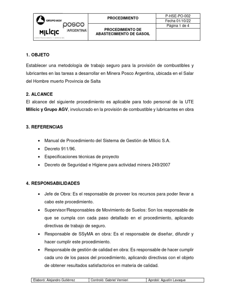 P-363-HSE-PO-002-Abastecimiento de Gasoil | PDF