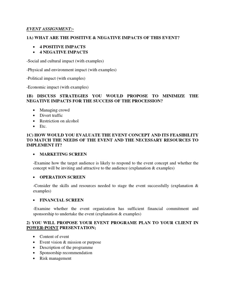 Event Assignment Guideline | PDF