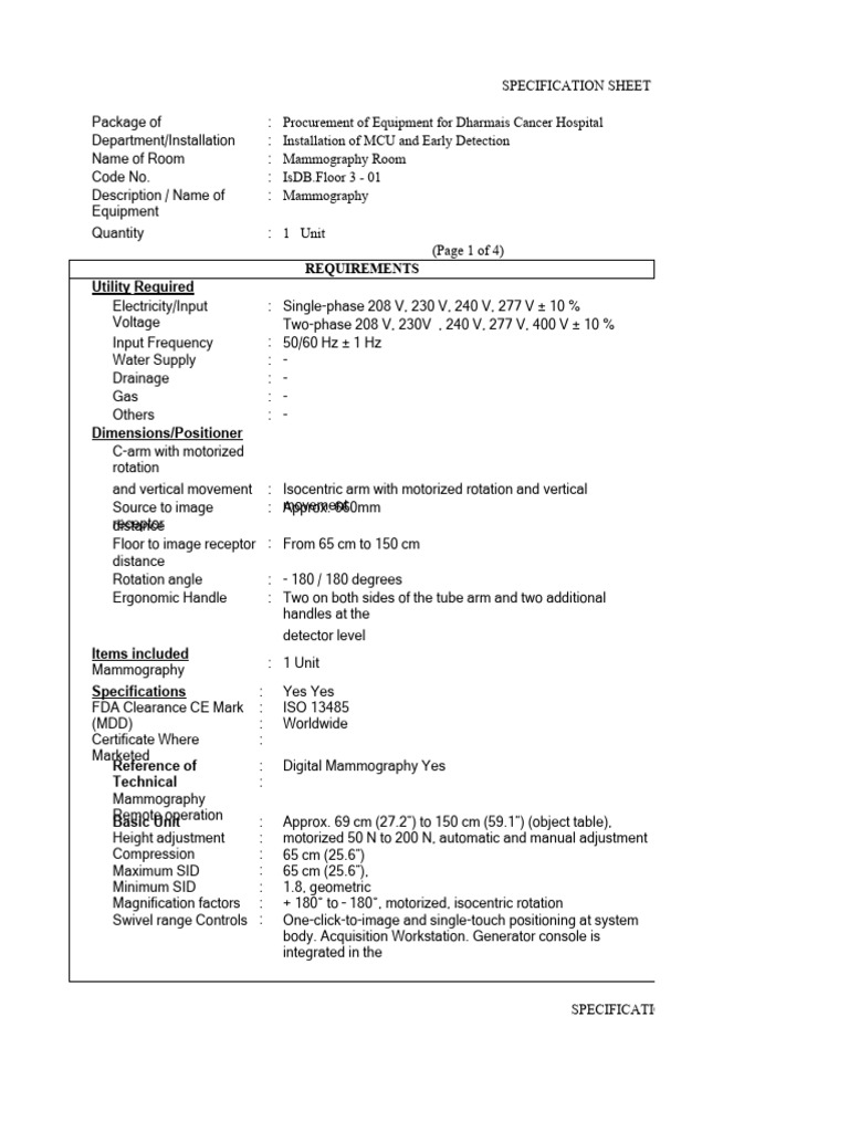 Spec Sheet Dharmais-Fuji | PDF | Radiography | Medical Imaging