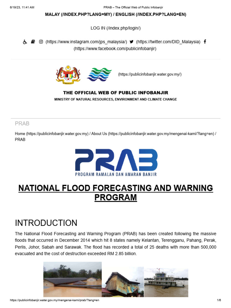 PRAB - The Official Web of Public Infobanjir | PDF | Flood | Weather Forecasting
